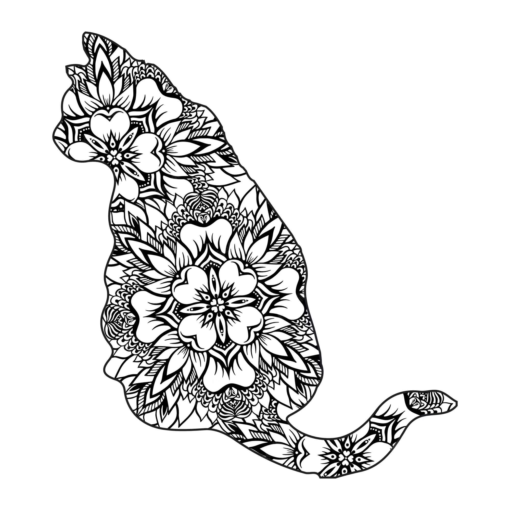 Mandala Cat Coloring Page – Sheet 11 - Download, Print Now!