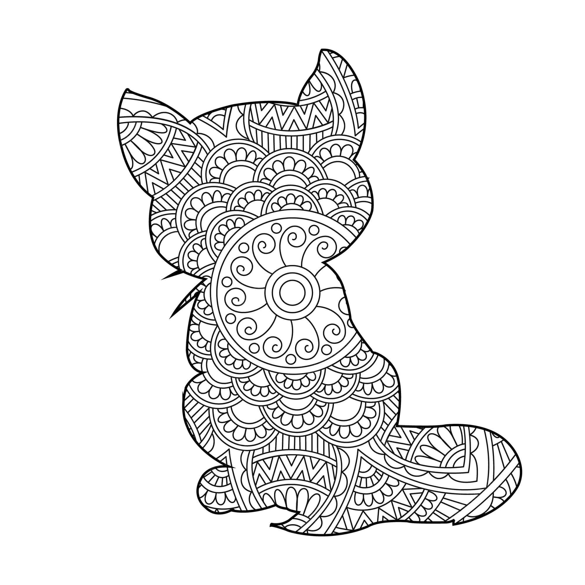 Mandala Cat Coloring Page – Sheet 15 - Download, Print Now!