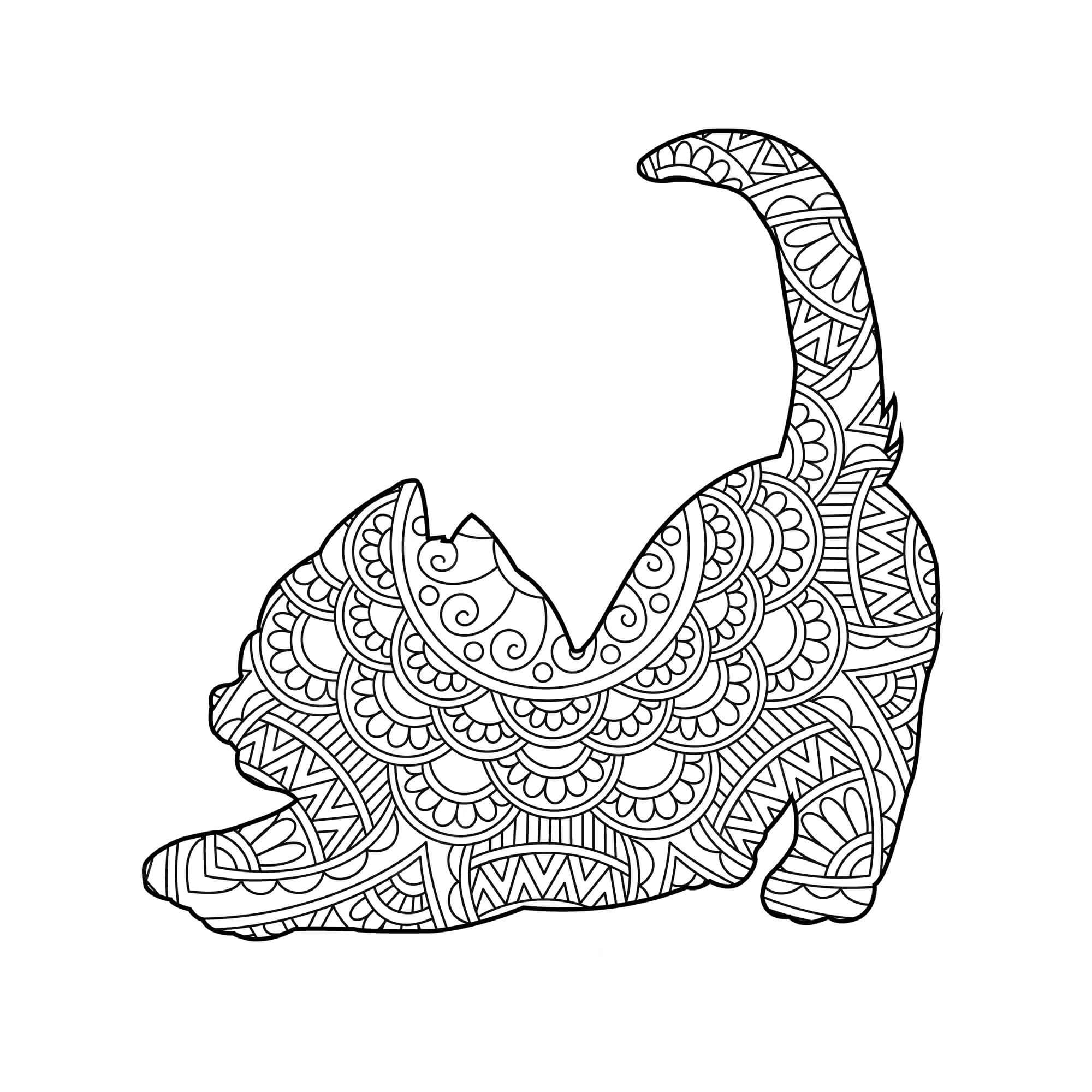 Mandala Cat Coloring Page – Sheet 16 - Download, Print Now!