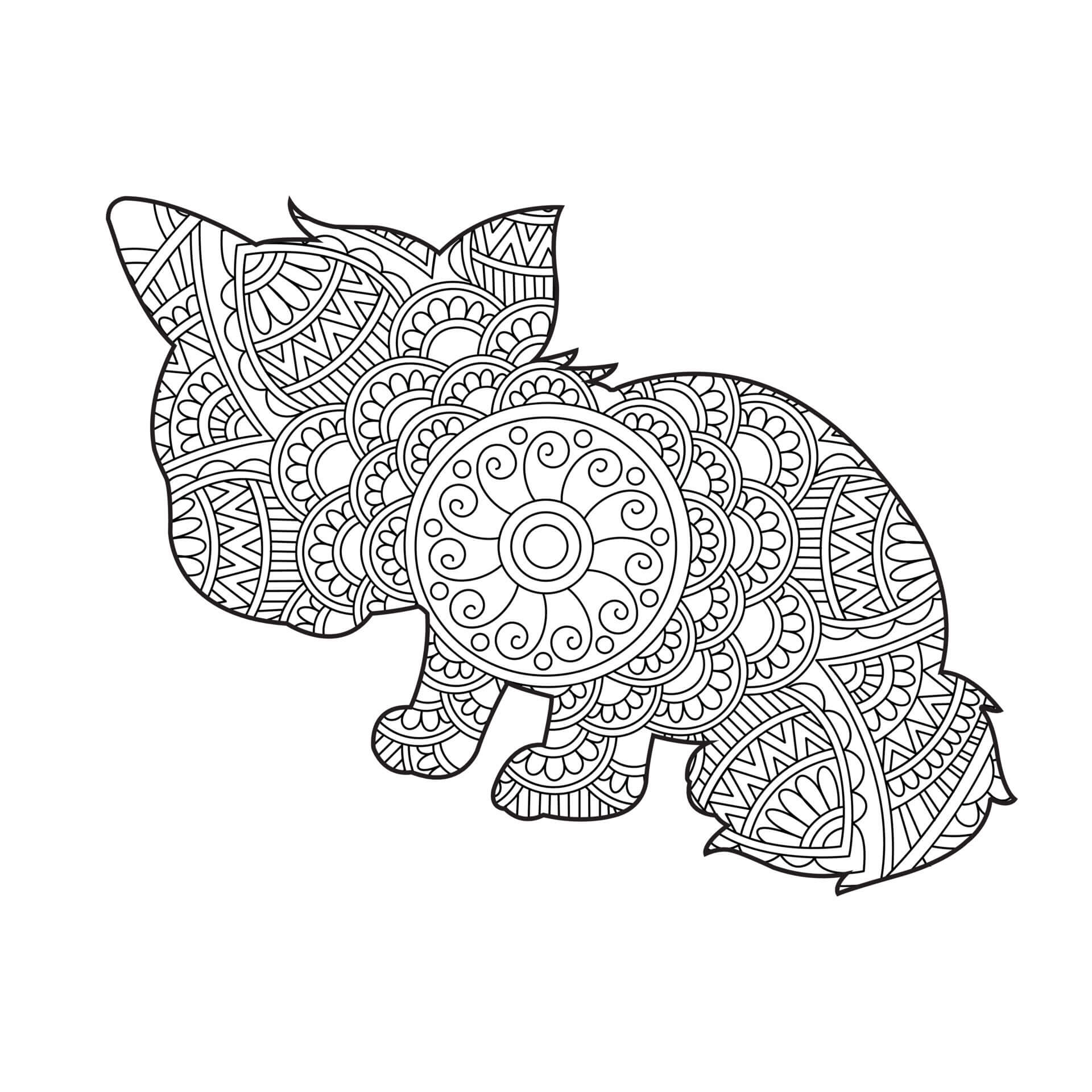 Coloring Page Cat Mandala