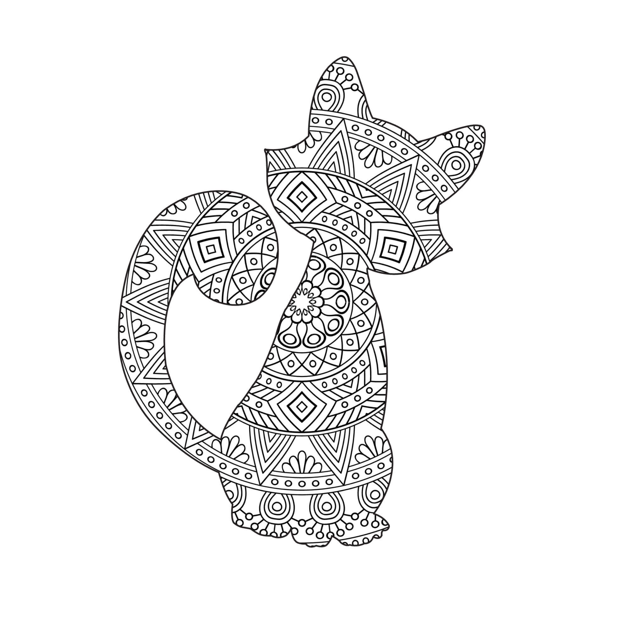 Mandala Cat Coloring Page – Sheet 19 - Download, Print Now!
