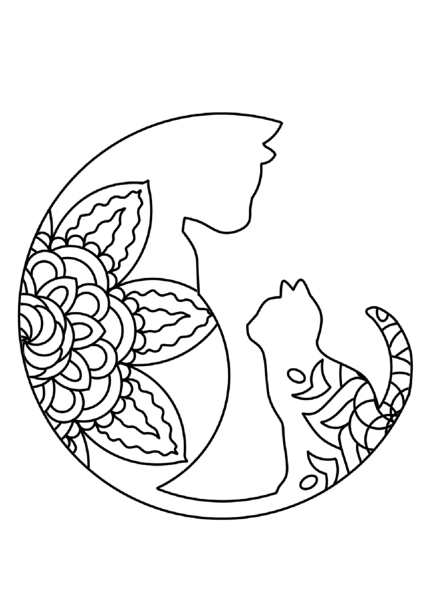 Mandala Cat Coloring Page – Sheet 2 - Download, Print Now!