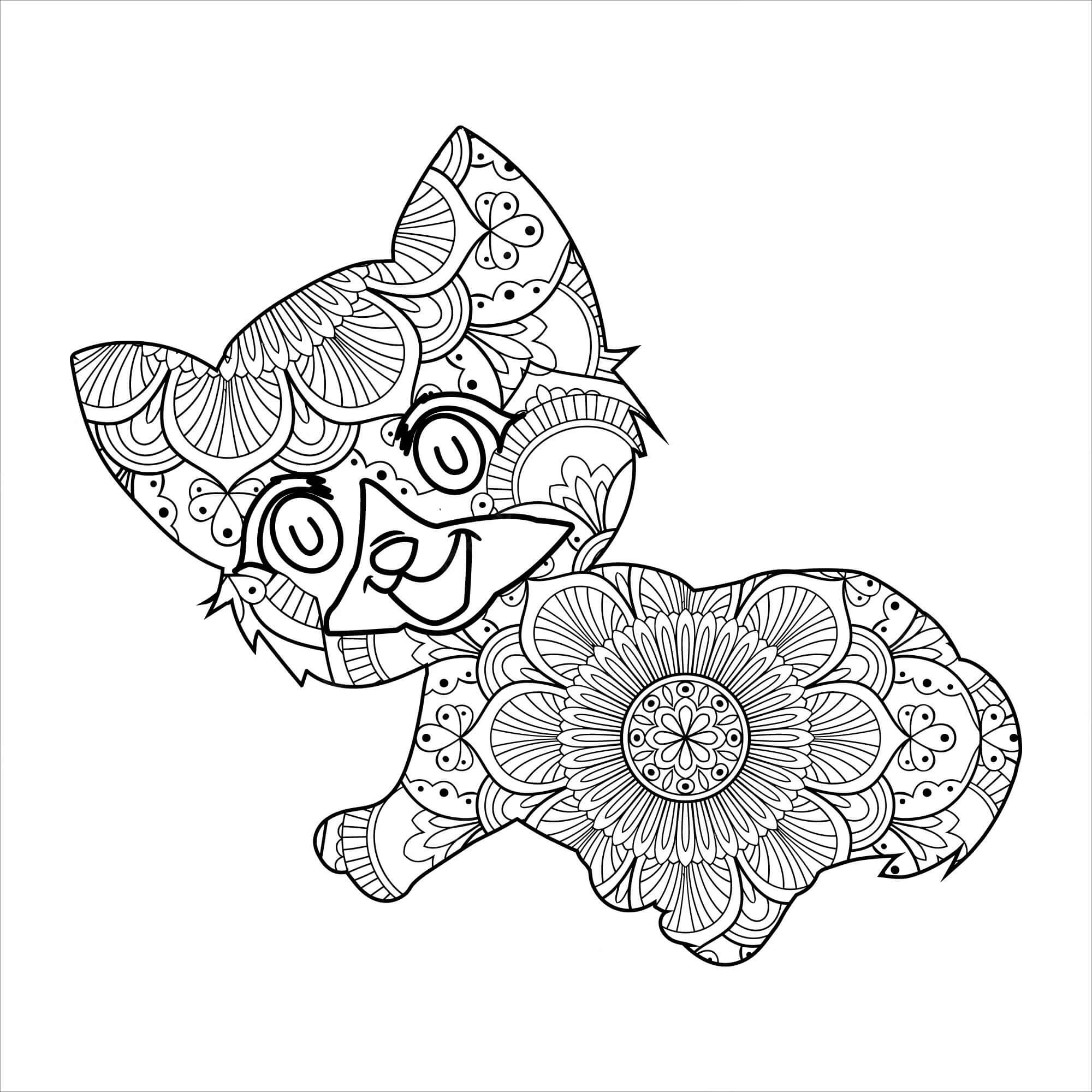 Mandala Cat Coloring Page – Sheet 20 - Download, Print Now!